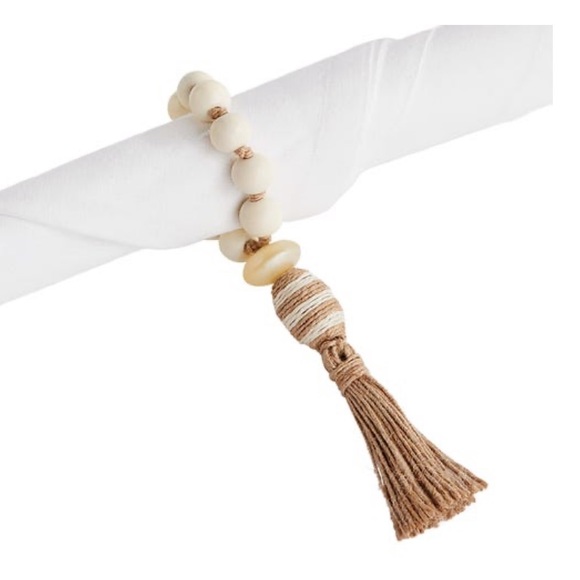 Pier 1 | Dining | Pier Farmhouse Beaded Natural Napkin Rings Set | Poshmark